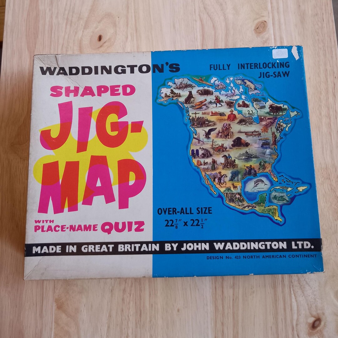 Vintage 1970 Waddington Shaped Jig-map of North American Continent No ...
