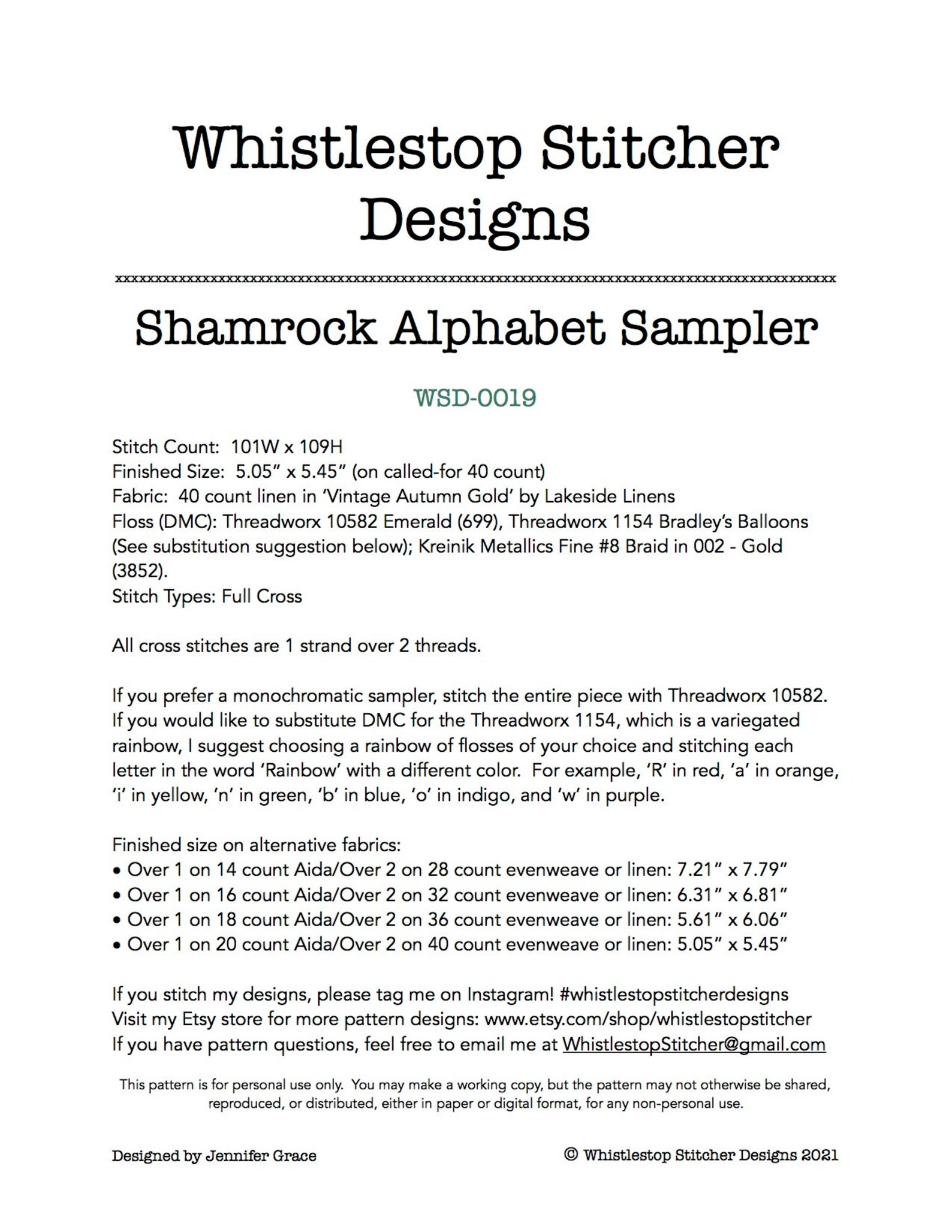 Shamrock Alphabet Sampler - Downloadable PDF Cross-stitch Pattern - Etsy