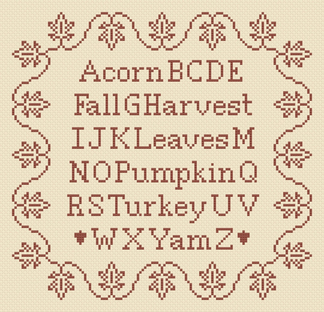 Autumn Alphabet Sampler - Downloadable PDF Cross-stitch Pattern - Etsy