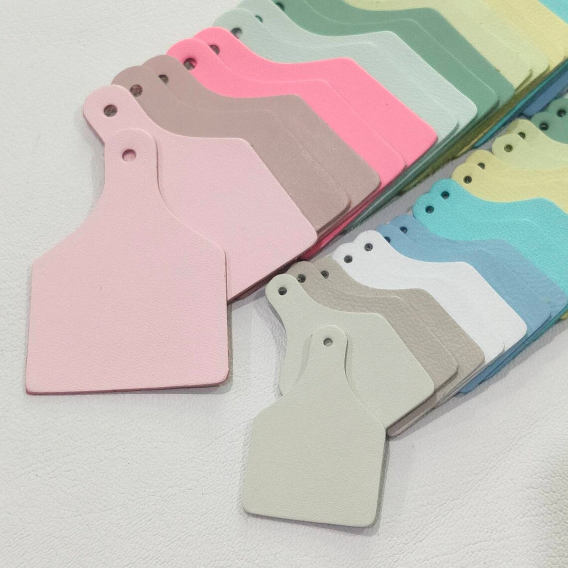 Ear Tag Shape, 2 Sizes, 12 Pairs, Leather Ear Tag Die Cut, Mixed Colors ...