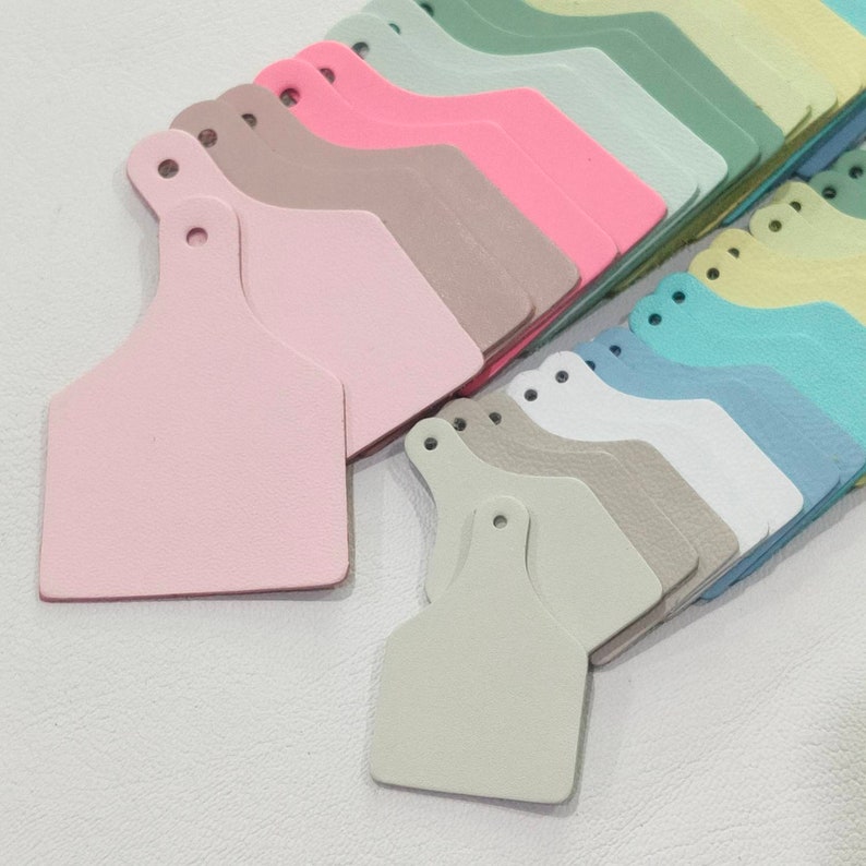 Ear Tag Shape, 2 Sizes, 12 Pairs, Leather Ear Tag Die Cut, Mixed Colors ...