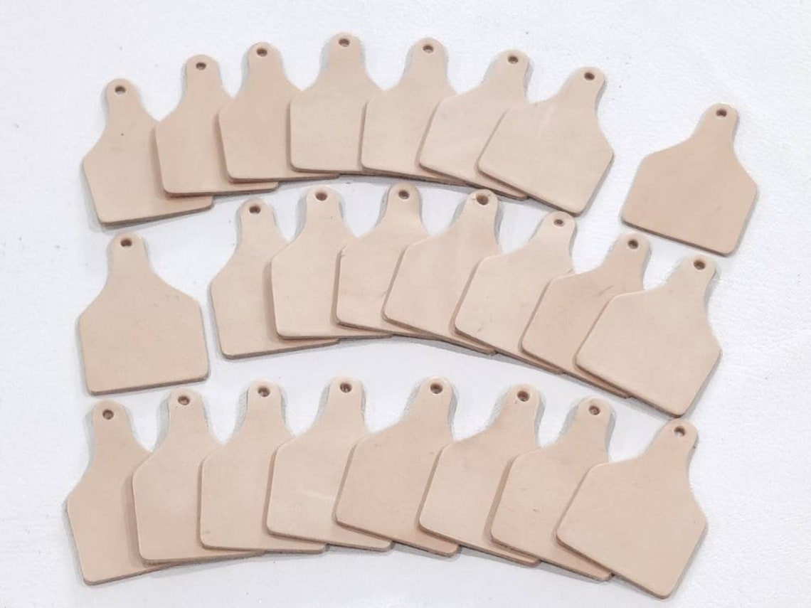 Ear Tag Shape, Leather Ear Tag With Hole, 2 Sizes, 20 Pieces, Leather ...