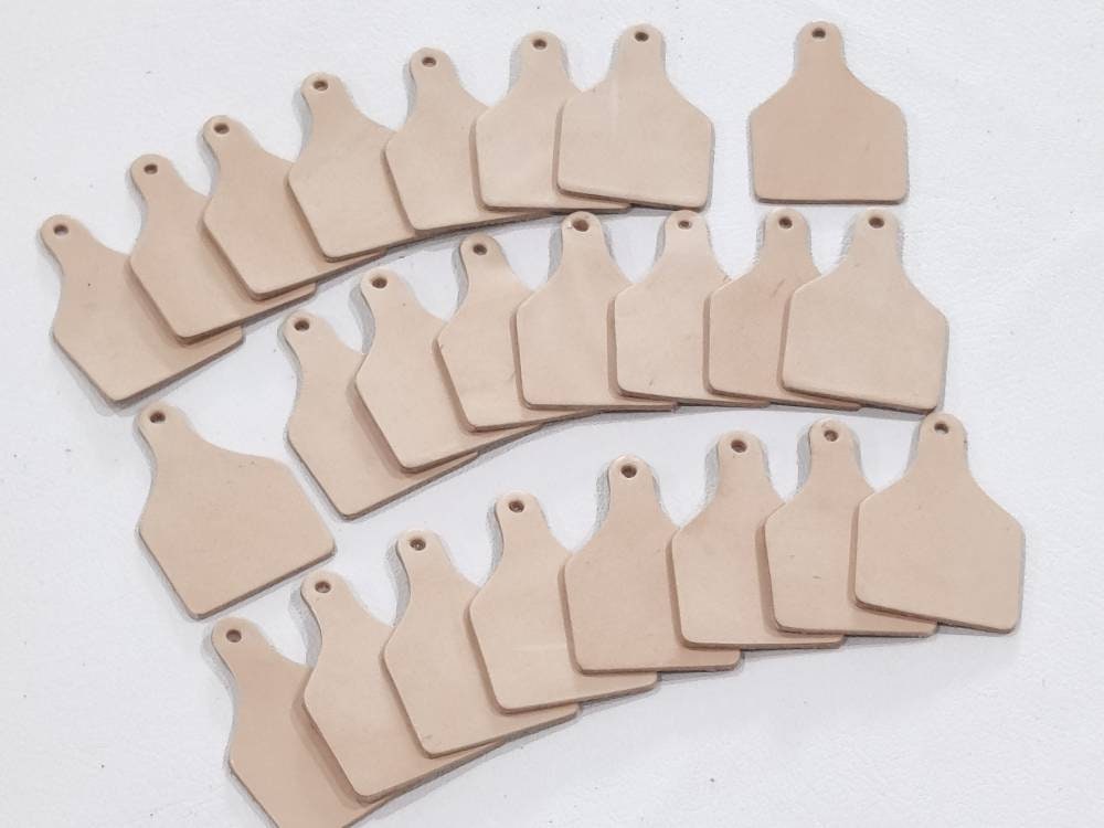 Ear Tag Shape, Leather Ear Tag With Hole, 2 Sizes, 20 Pieces, Leather ...