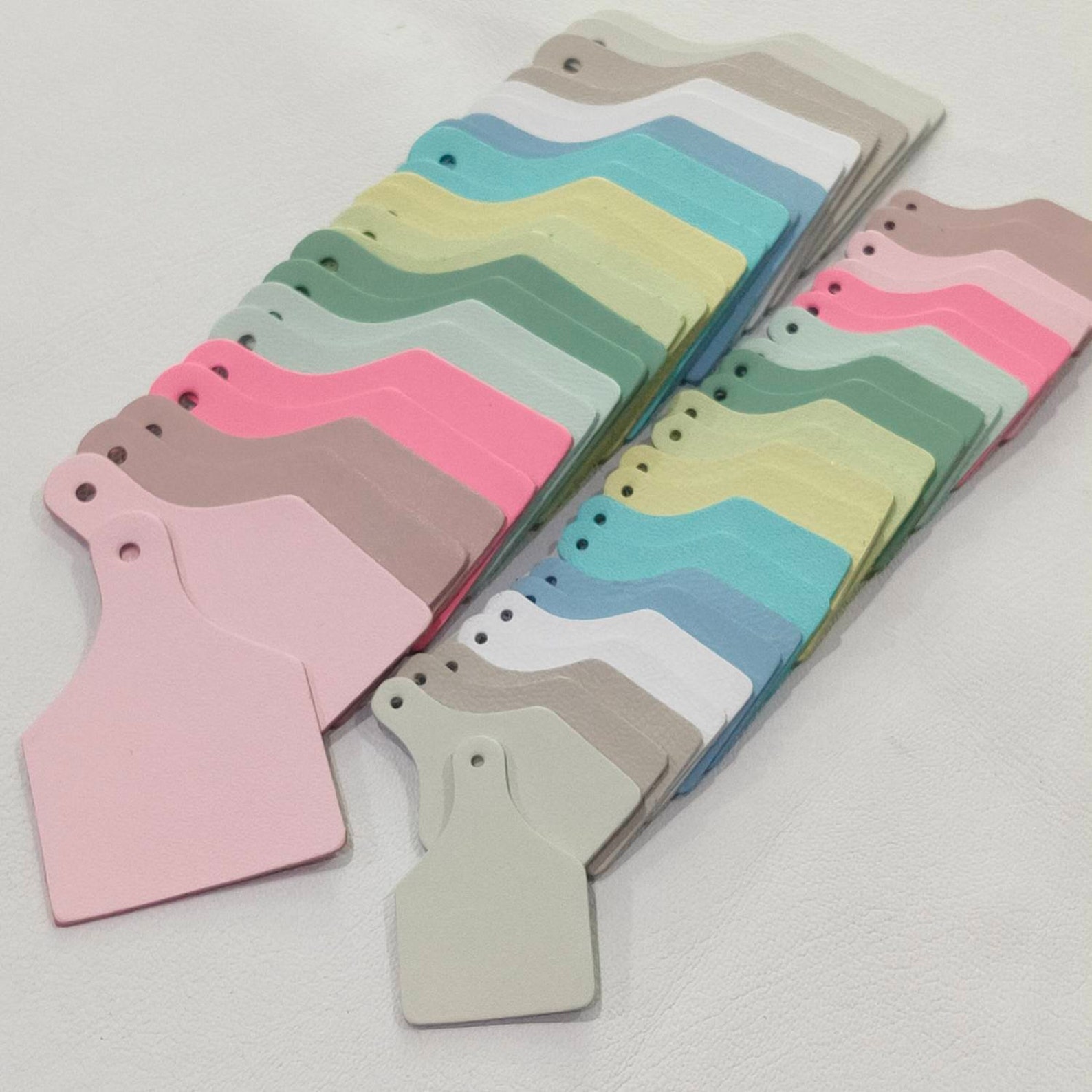 Ear Tag Shape, 2 Sizes, 12 Pairs, Leather Ear Tag Die Cut, Mixed Colors ...