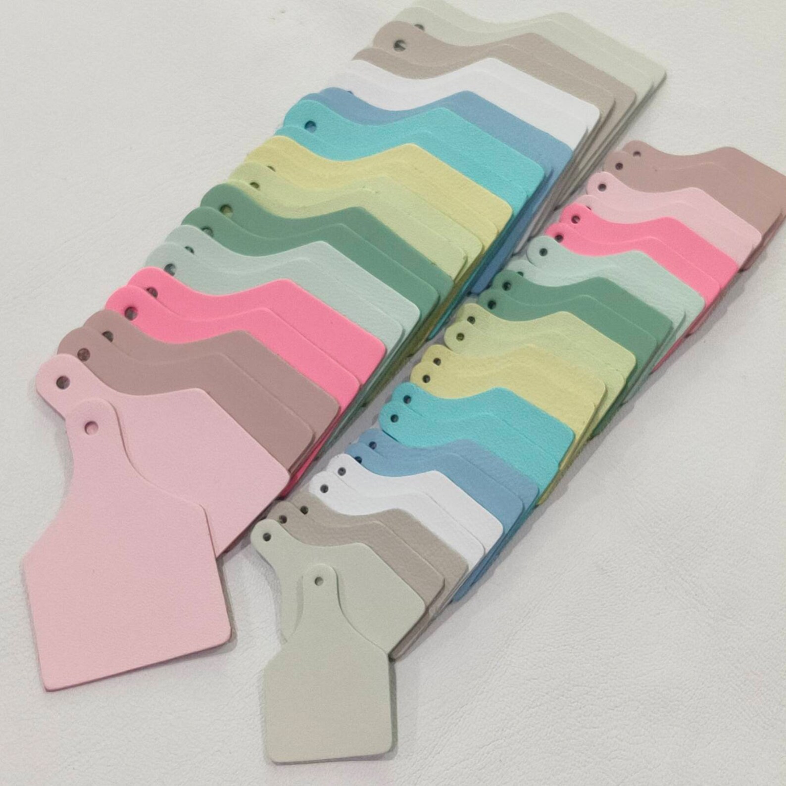 Ear Tag Shape, 2 Sizes, 12 Pairs, Leather Ear Tag Die Cut, Mixed Colors ...