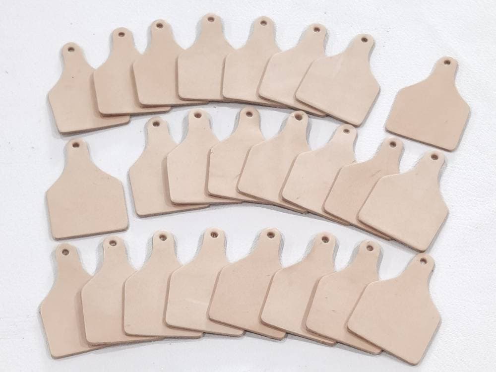 Ear Tag Shape, Leather Ear Tag With Hole, 2 Sizes, 20 Pieces, Leather ...