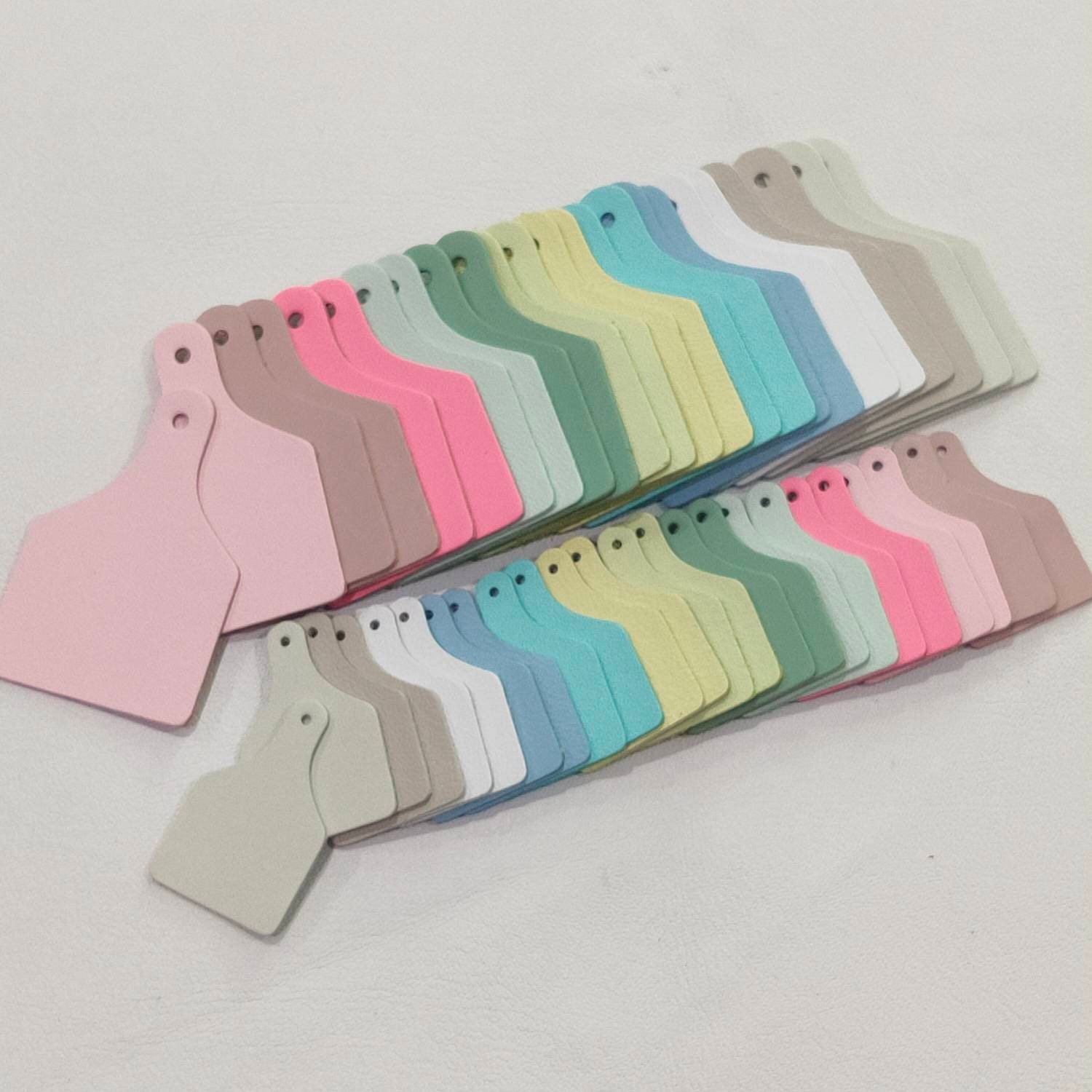 Ear Tag Shape, 2 Sizes, 12 Pairs, Leather Ear Tag Die Cut, Mixed Colors ...