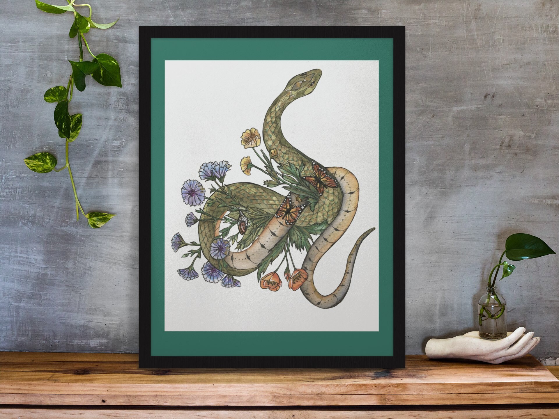 Metamorphosis, Snake and Monarch Print - Etsy UK
