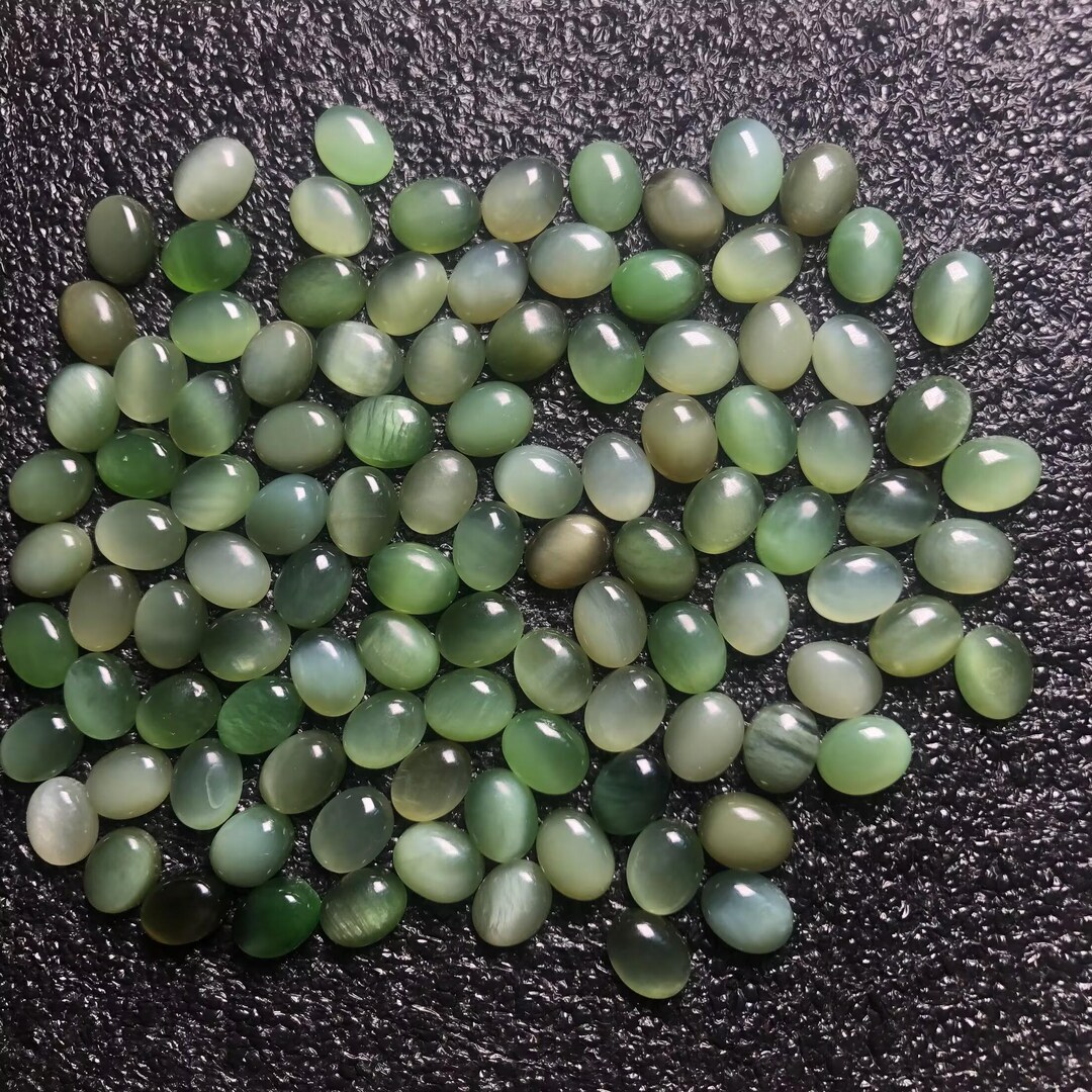 10pc Natural Green Chatoyant Nephrite Cabochons,oval(7x9mm) - Etsy