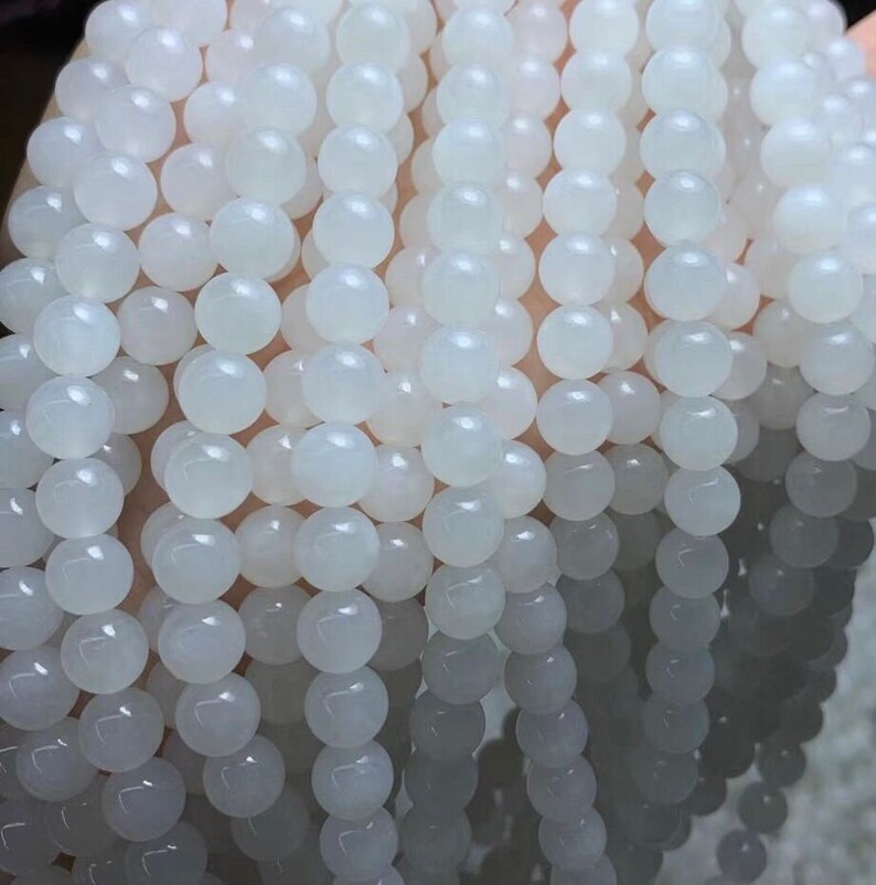 8mm Natural White Nephrite Gemstonenephrite Beadsnephrite - Etsy