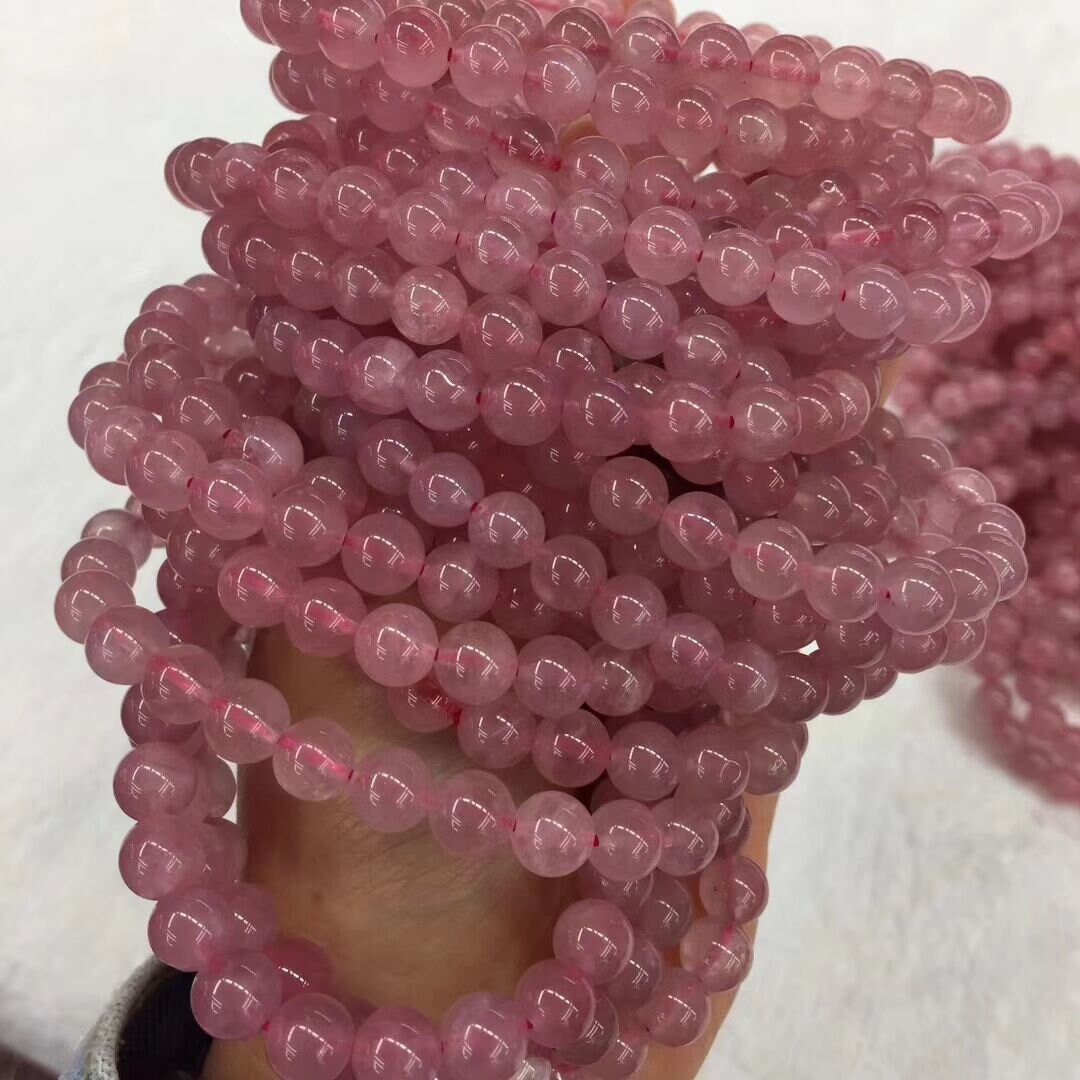 Natural Red Rose Quartz Beads,jelly Pink Quartz,round,7 Inch Strand ...
