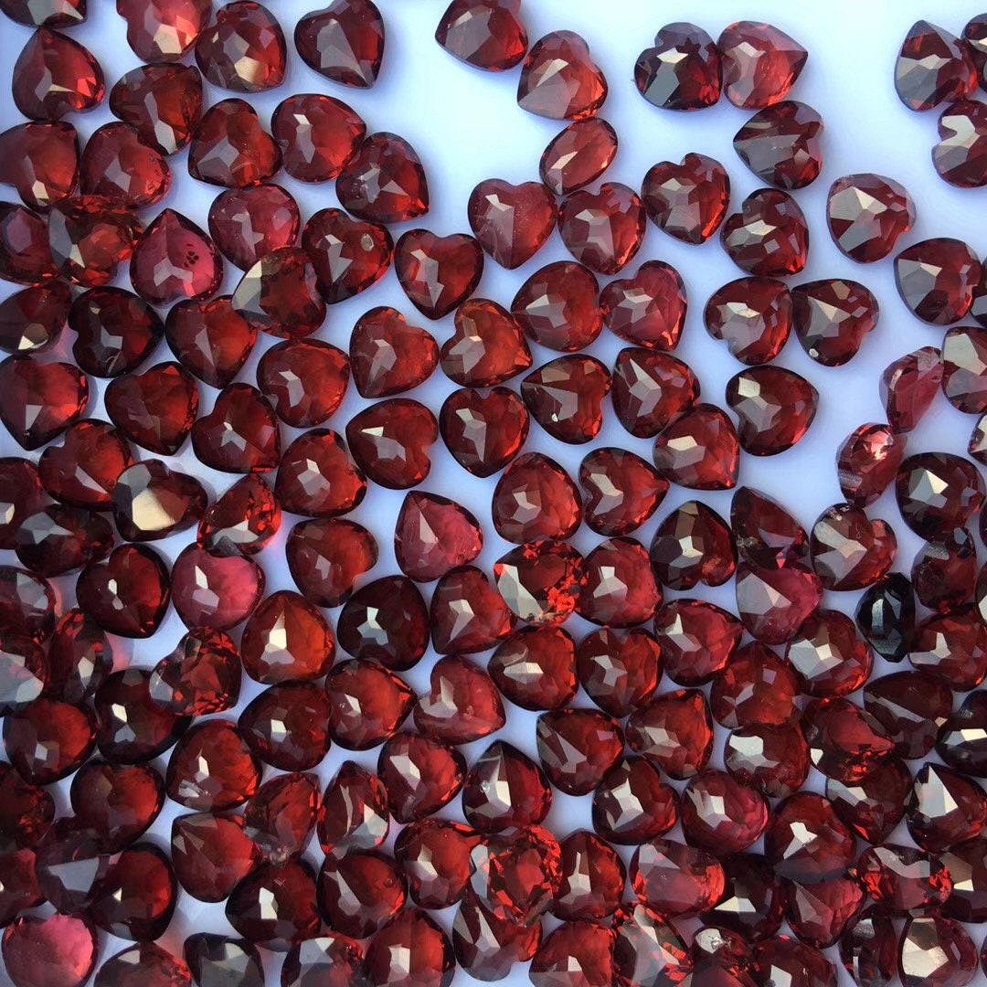 10pc Natural Red Garnet Cabochons,garnet Cabs,heart Shape Cabochons ...