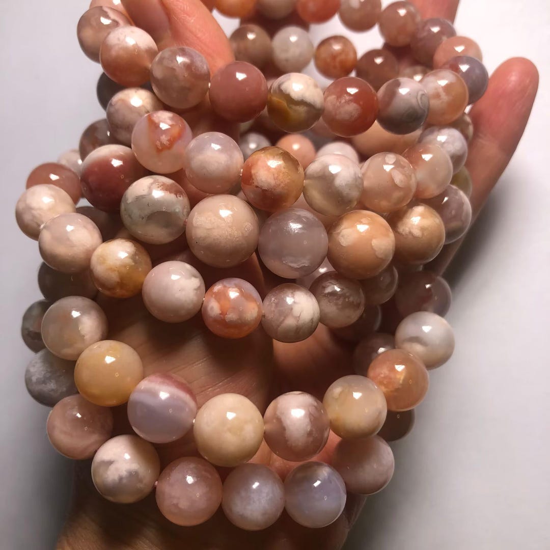 10mm Natural Untreated Milky Flower Agate Beads,flower Blossom Agate ...