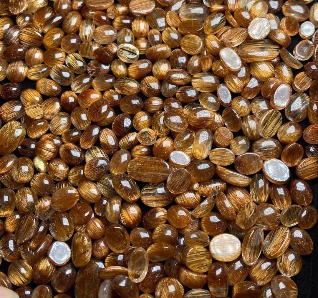 10pc Natural Untreated Bronze Rutilated Quartz Cabochons,flat Back ...