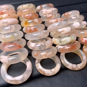 Natural Flower Agate Ring Charms,untreated Sakura Flower Agate Donuts ...