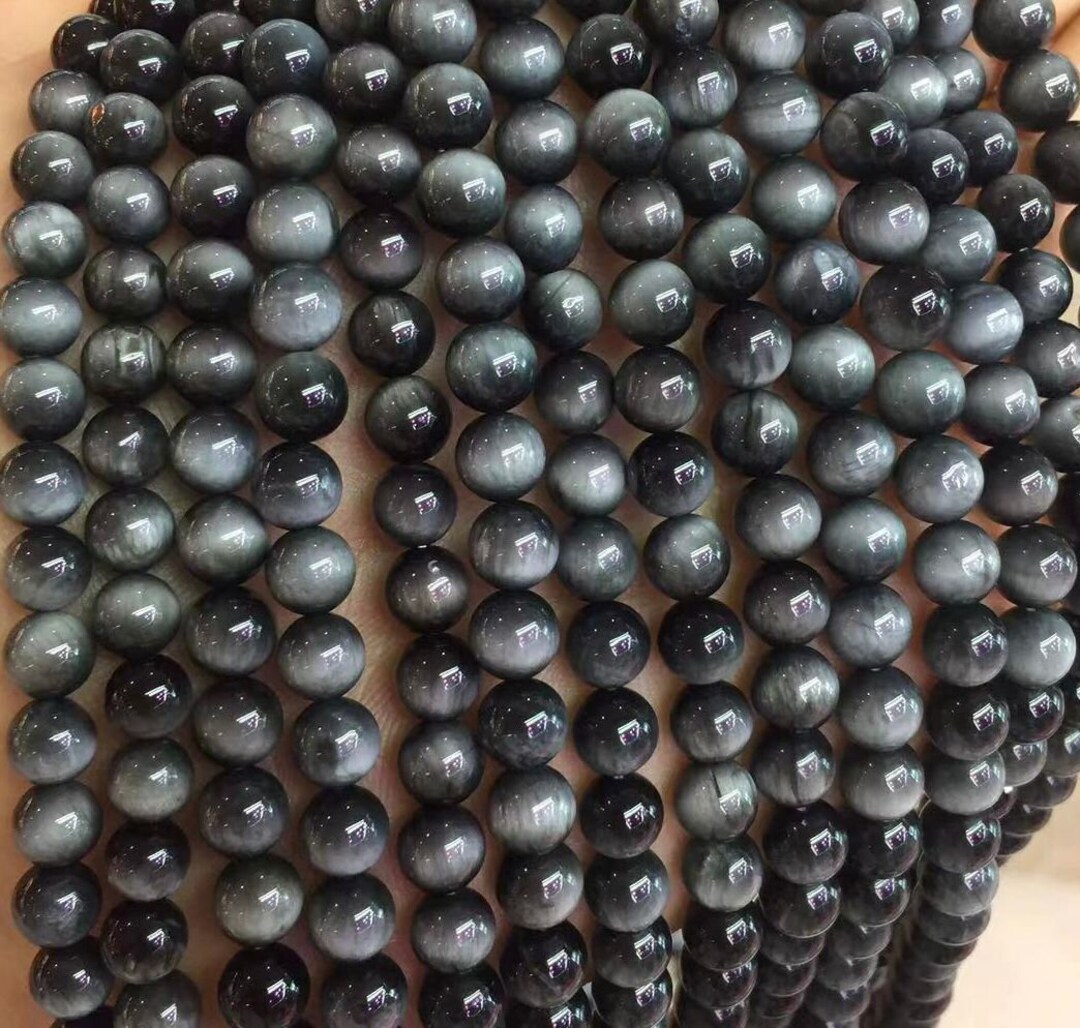 6mm Natural Black Hawk Eye Gemstone Beads,tiger Eye Bead,round Loose ...