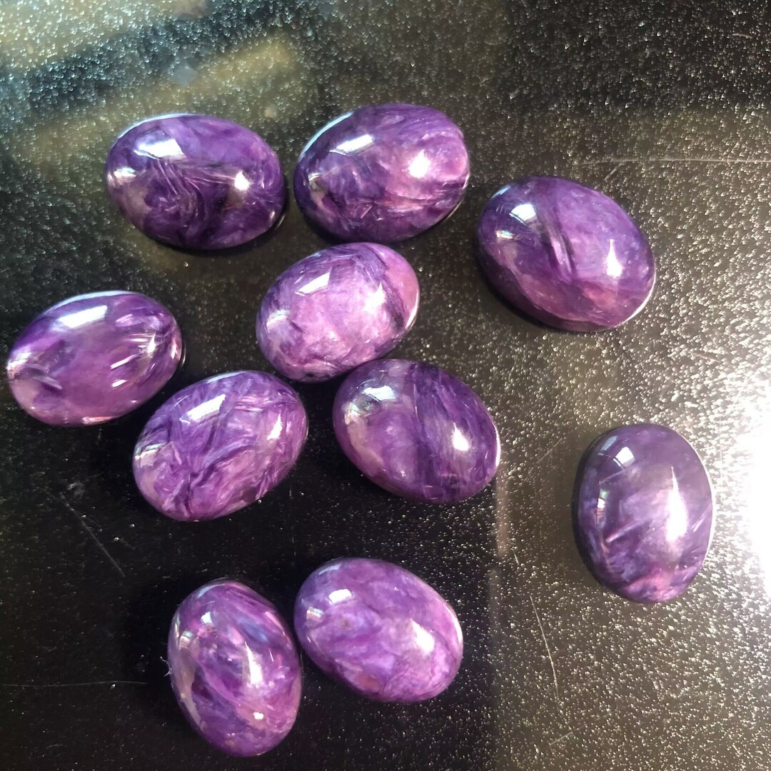 10pc Natural Purple Charoite Cabochons,oval,flat Backs,size10-12x14 ...