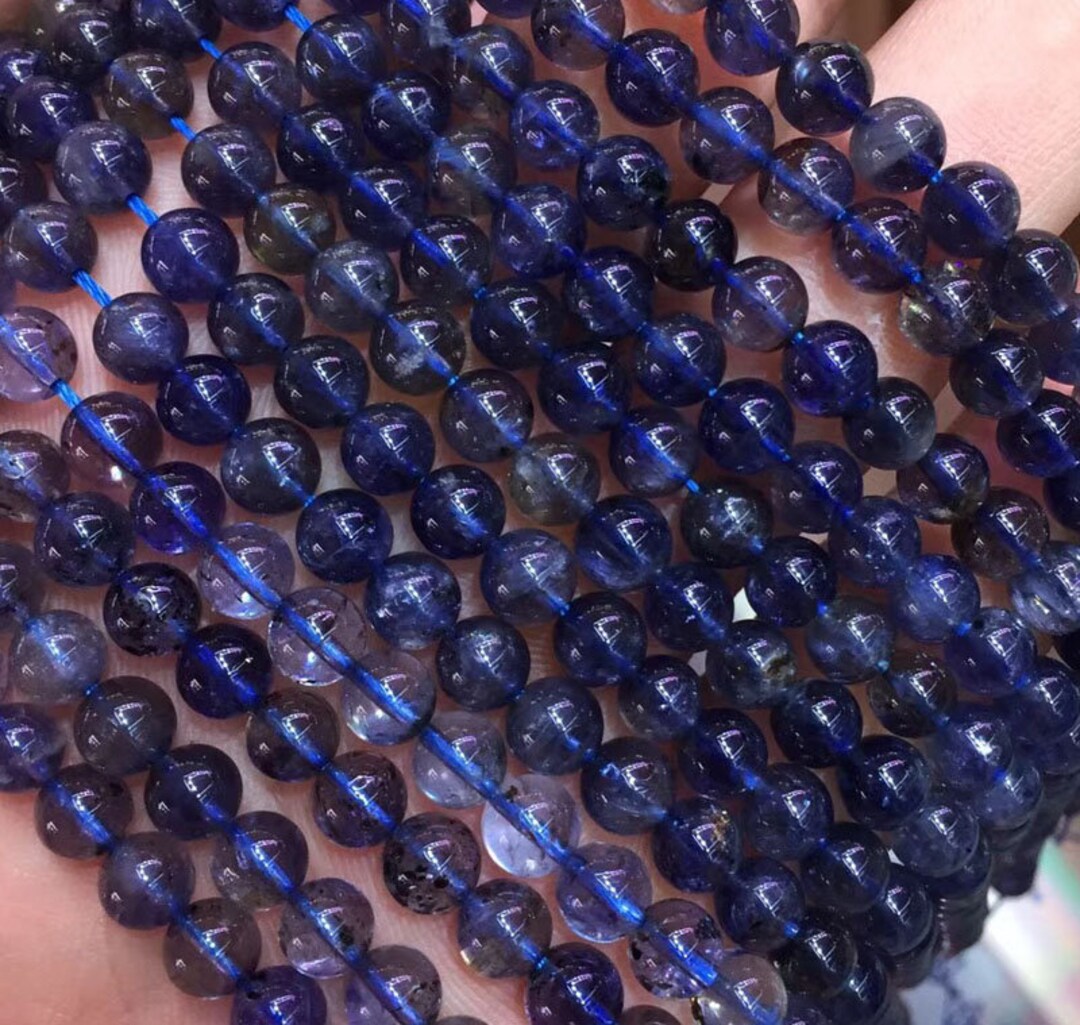 6mm Natural Blue Iolite Gemstone,quality Cordierite Beads,blue Iolite ...