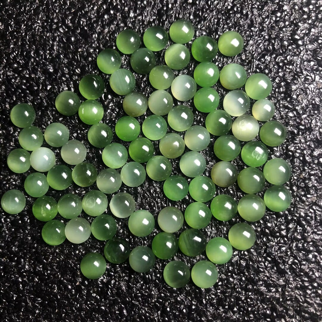 10pc Natural Green Chatoyant Nephrite Cabochons,round,size6mm - Etsy
