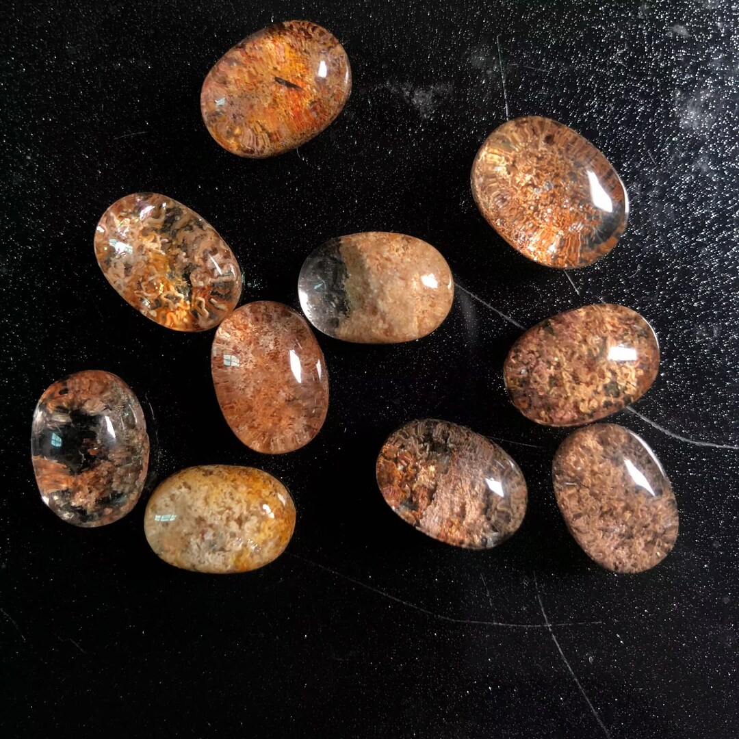 10pc Natural Untreated Phantom Quartz Cabochons,garden Quartz Cabs ...