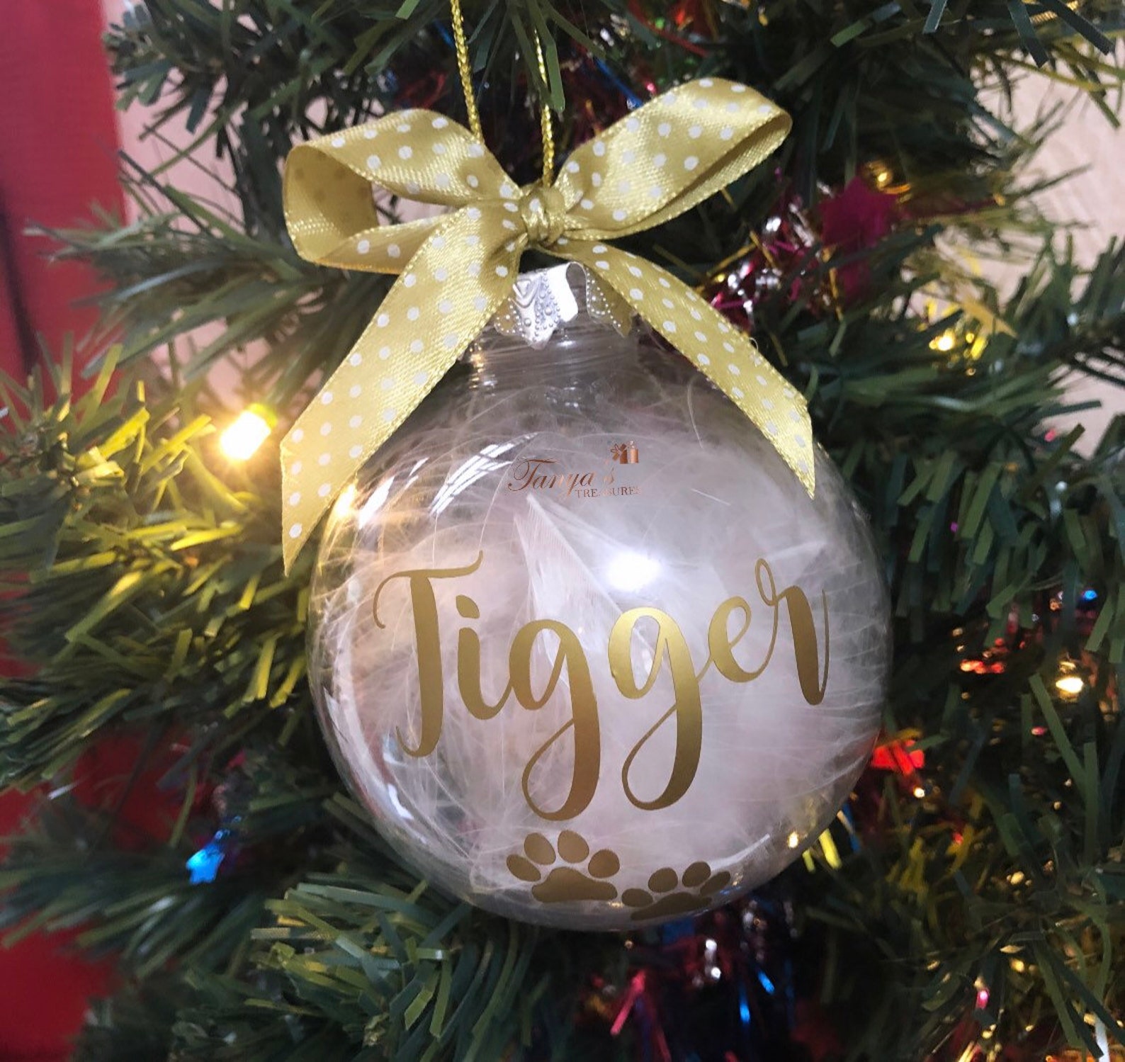 Cat Bauble Cat Bauble Personalised Personalised Paw Print - Etsy UK