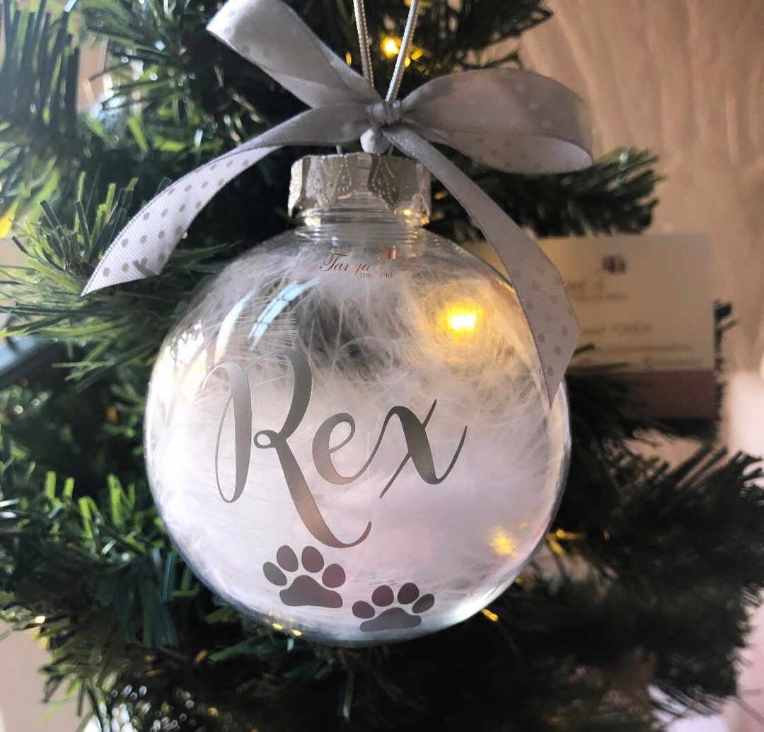 Personalized Dog Memorial Bauble: Feather Filled Pet Christmas Ornament ...