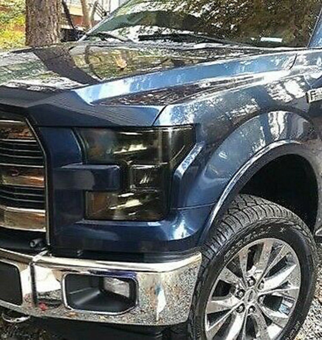 15-17 F-150 Pre-cut Vinyl Overlay Headlight Tint Covers W/halogen ...