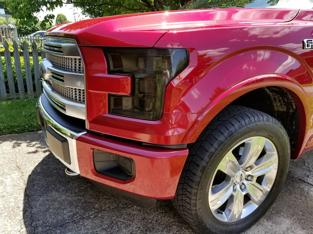 15-17 F-150 Pre-cut Vinyl Overlay Headlight Tint Covers W/led ...