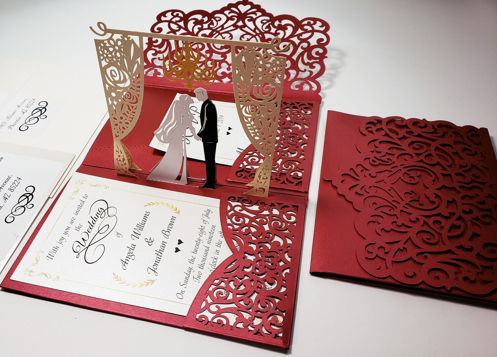 Invitation Card Online Custom Pop Up Wedding Invitations - 3D Wedding ...