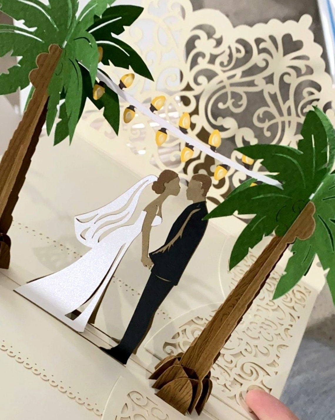 Pop up Beach Wedding Invitations Sample Palms Design - Etsy