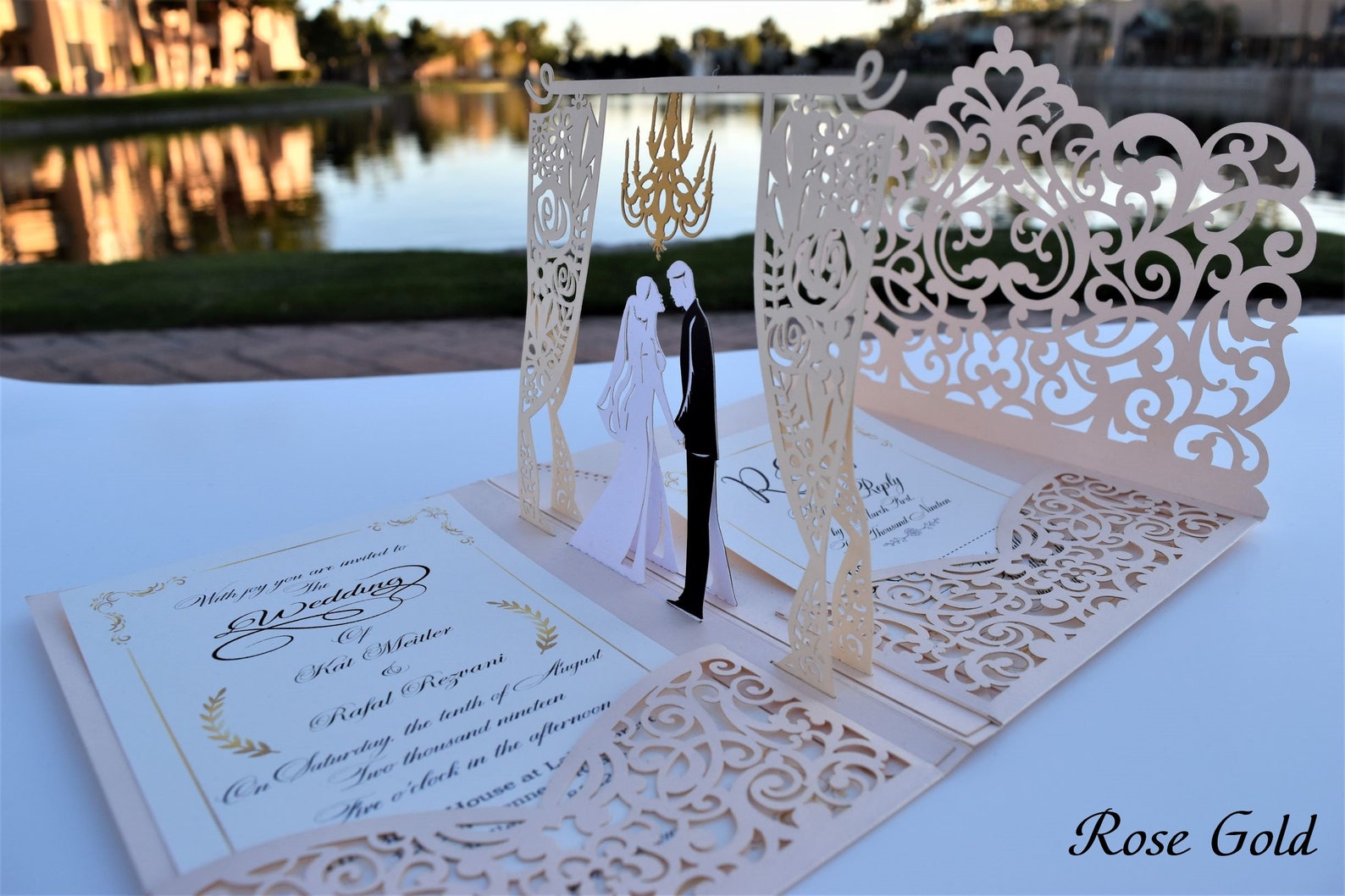 Pop up Wedding Invitations Sample Chandelier Design | Etsy