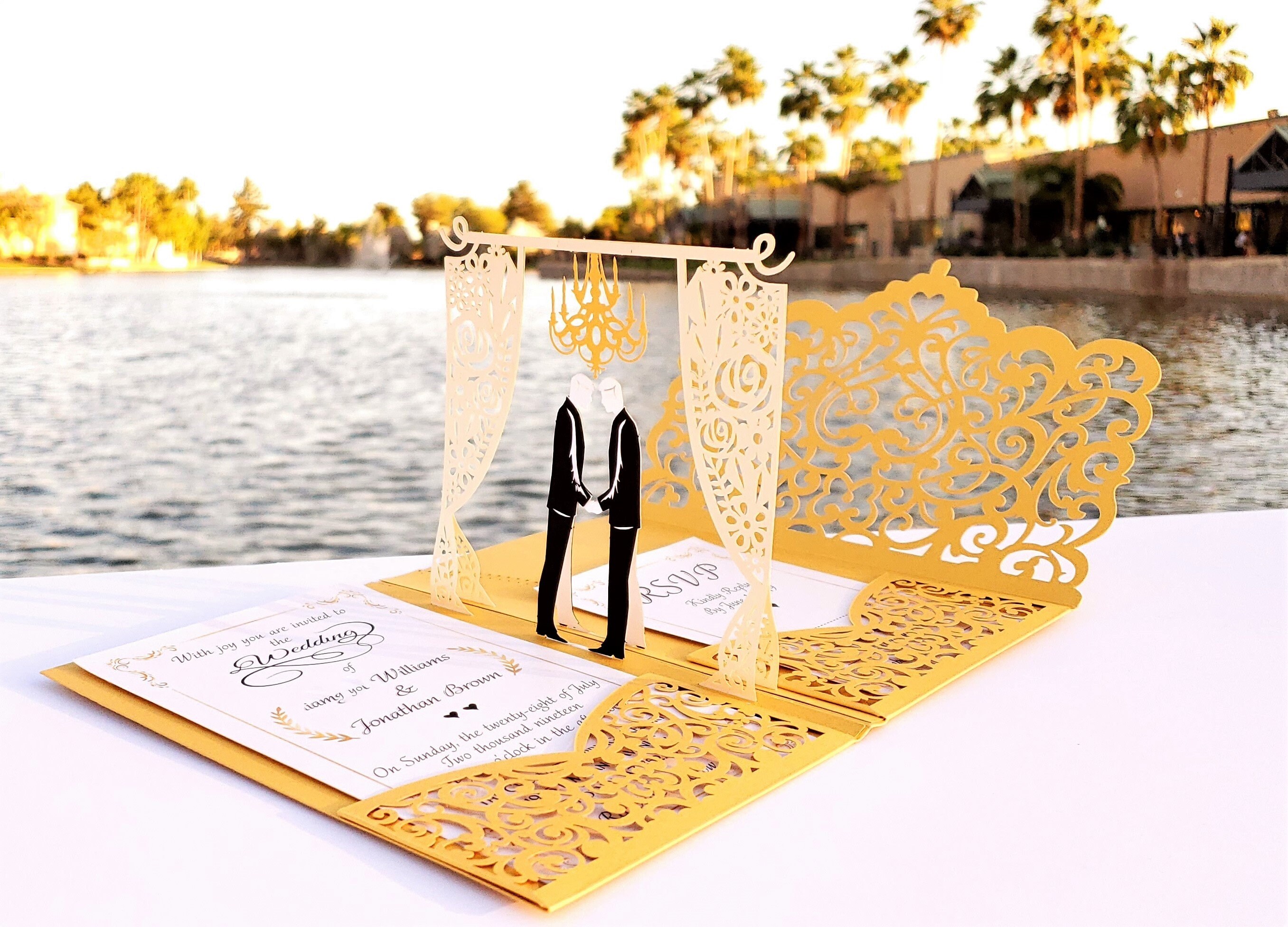 Pop up Wedding Invitations Sample Chandelier Design - Etsy UK