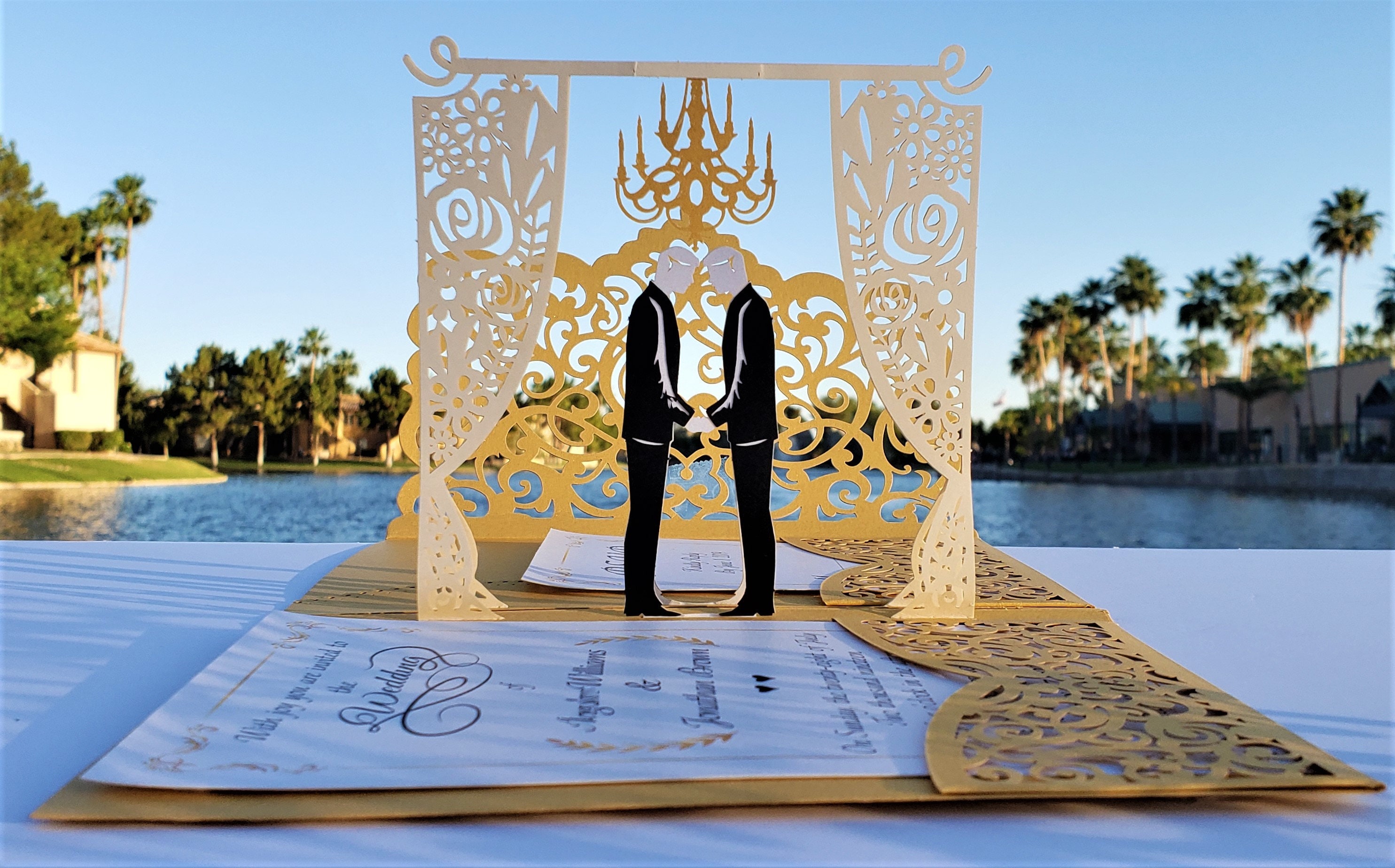 Pop up Wedding Invitations Sample Chandelier Design - Etsy UK