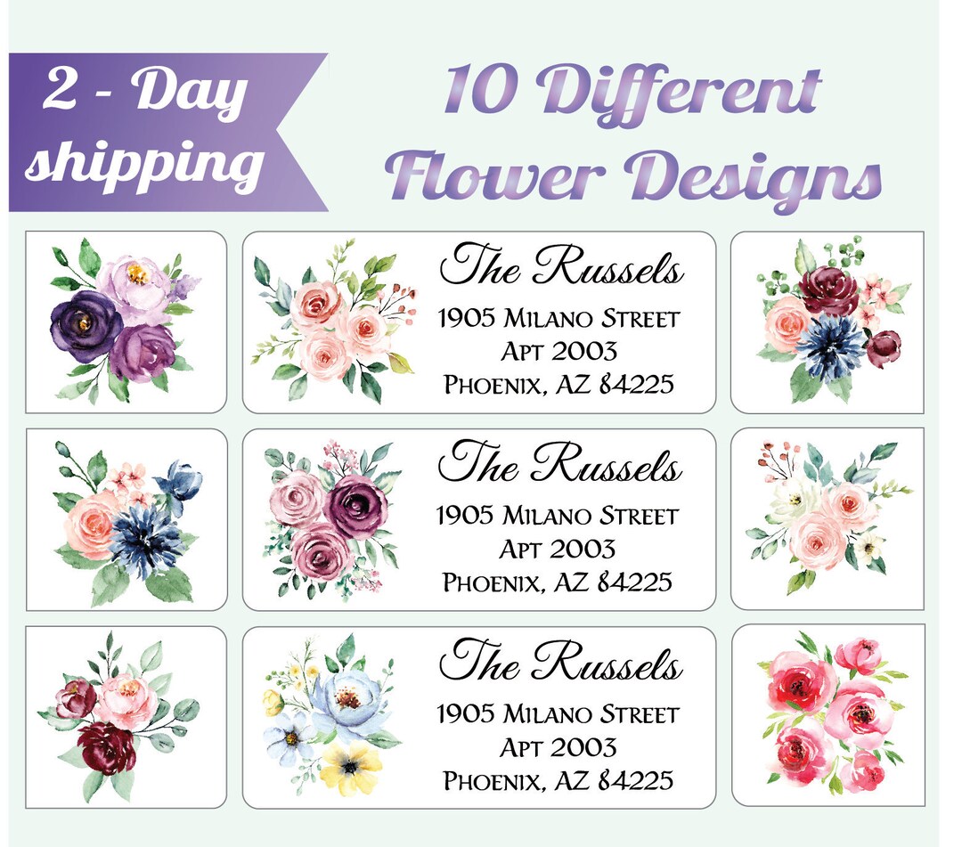 Flower Address Labels Personalized Return Address Labels Mailing ...
