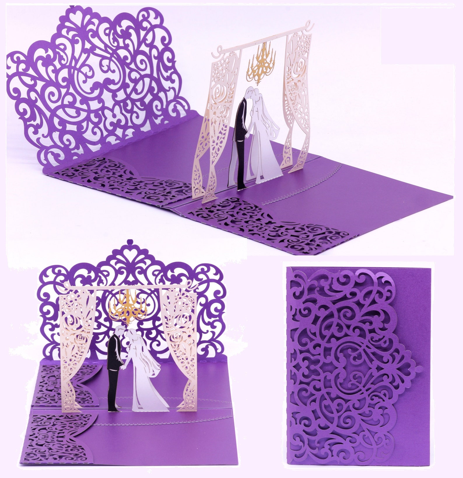 Pop up Wedding Invitations Sample Chandelier Design | Etsy