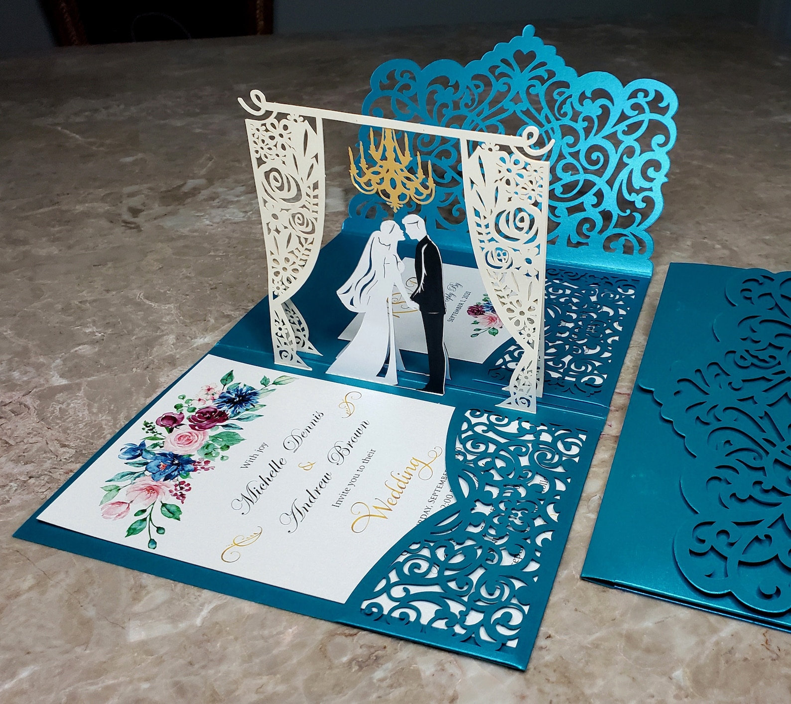 Pop up Wedding Invitations Sample Chandelier Design - Etsy India