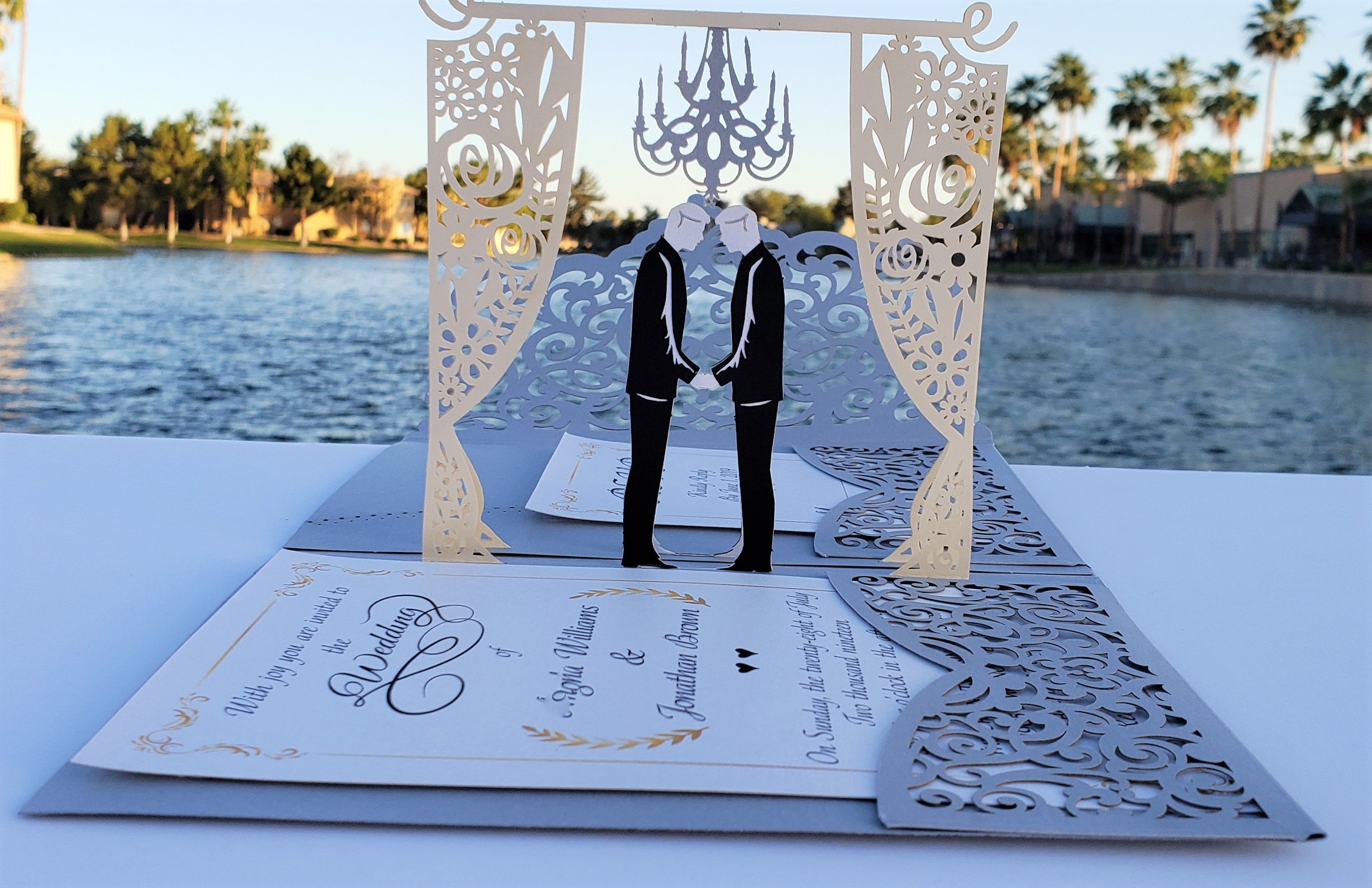 Pop up Wedding Invitations Sample Chandelier Design - Etsy UK