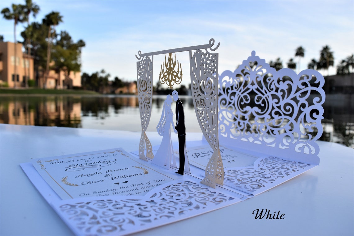 Pop up Wedding Invitations Sample Chandelier Design | Etsy