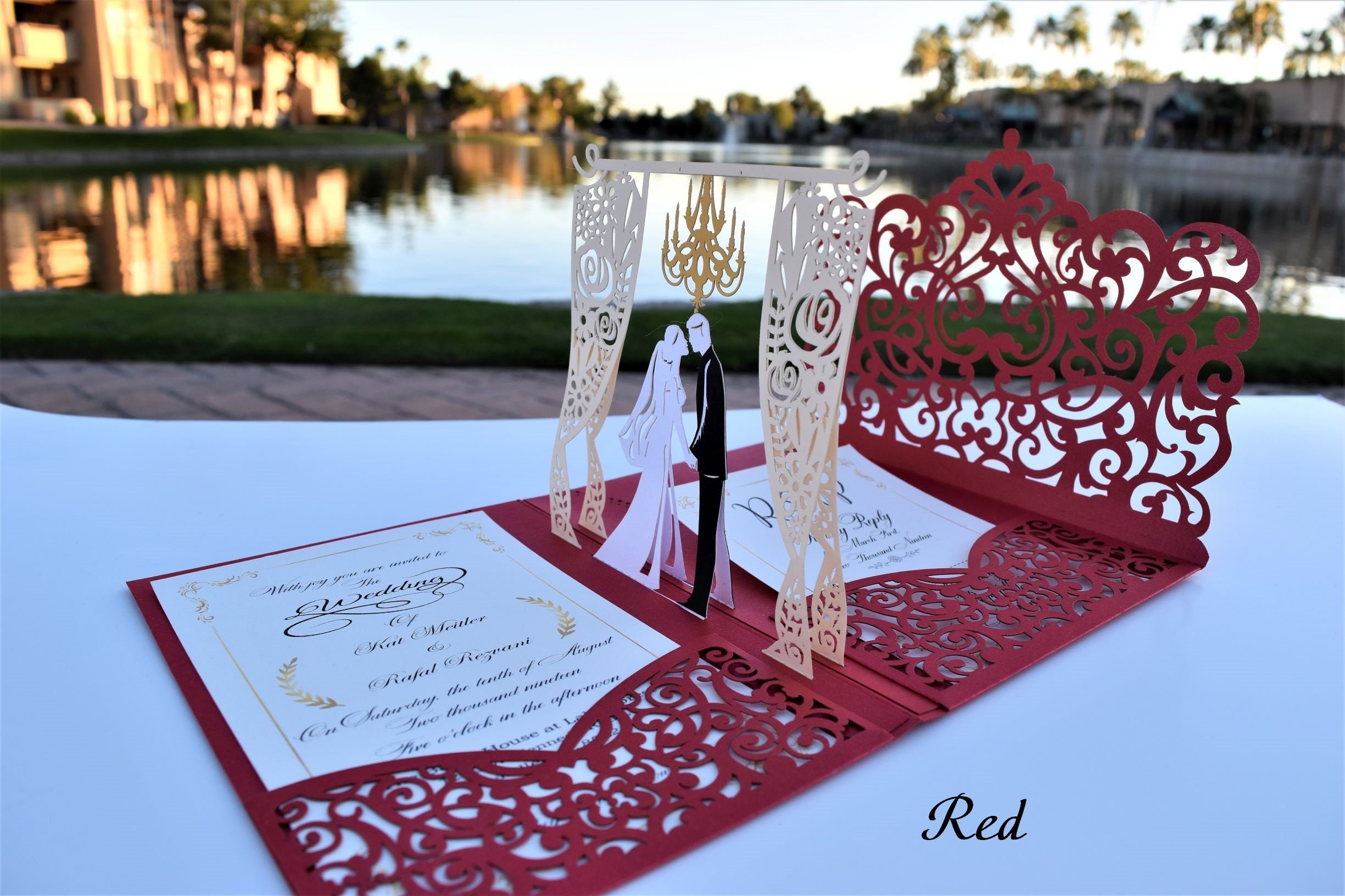 Pop up Wedding Invitations Sample Chandelier Design | Etsy