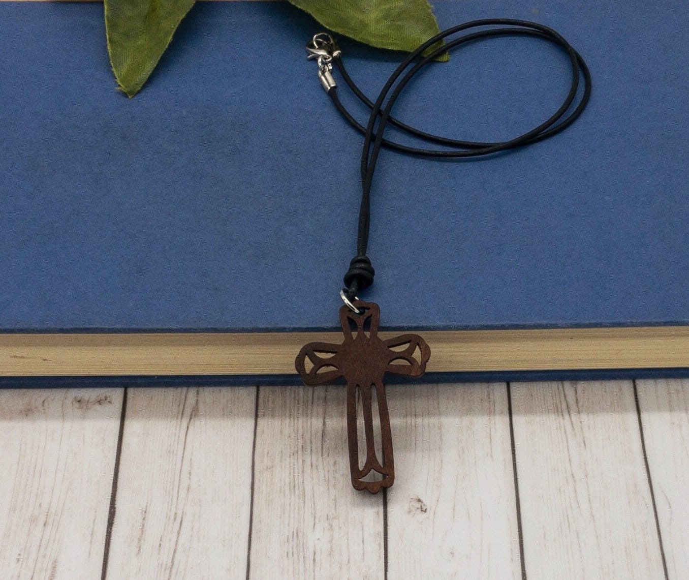 Kids Brown Wooden Cross Necklacelaser Cut Wooden Crossboys - Etsy