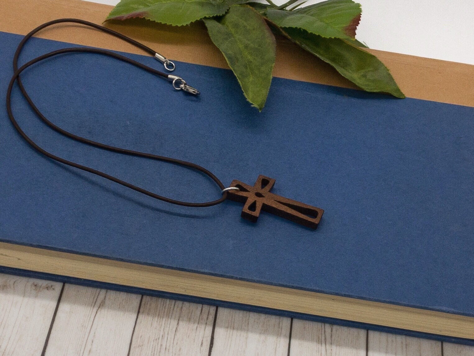 Boys Wooden Cross Necklace,brown Laser Cut Wooden Cross Pendant,brown ...
