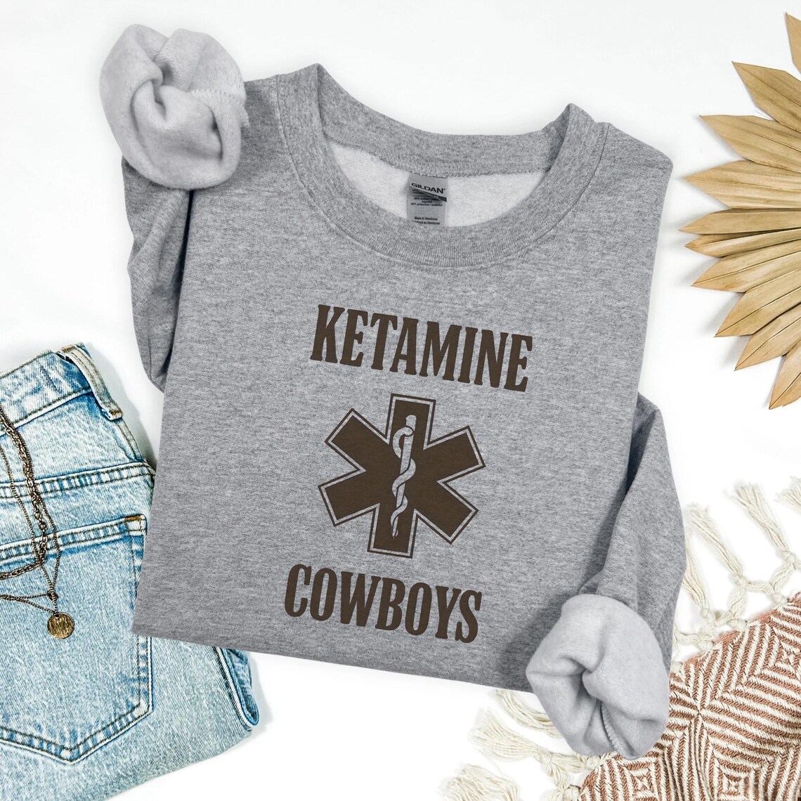 Ketamine Cowboys EMS, EMT, Paramedic Crewneck Sweatshirt | Medical ...