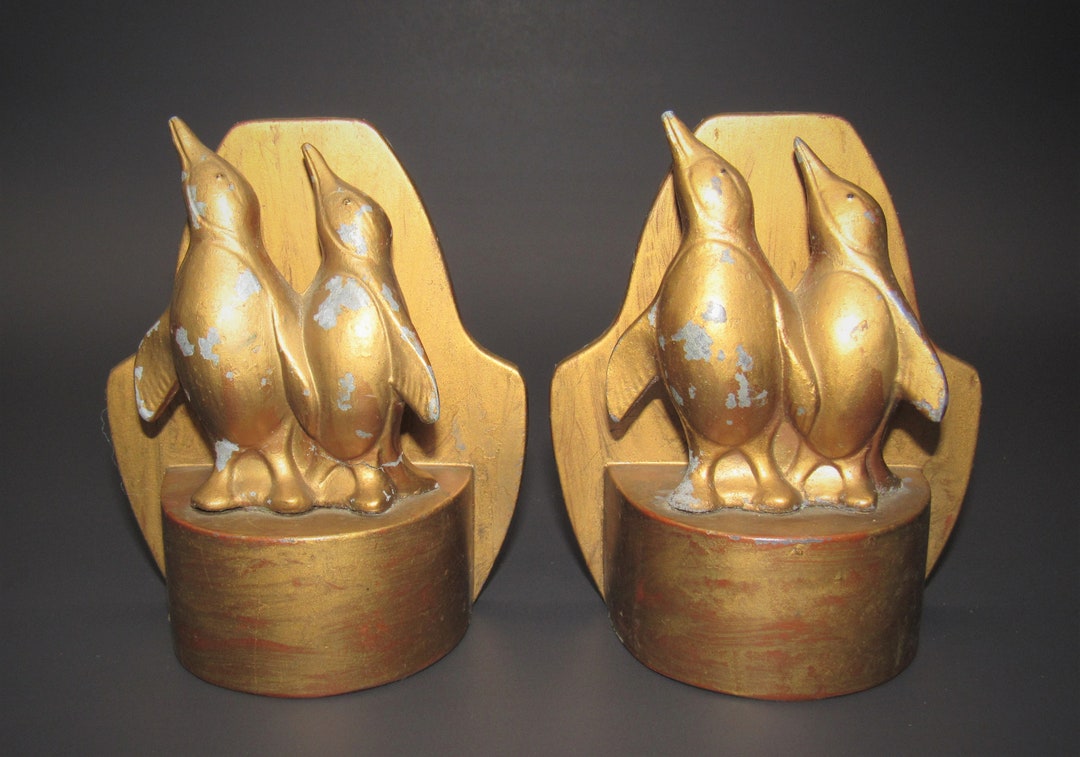 Rare Art Deco NUART CREATIONS Penguin Bookends Signed C.1920-30's ...