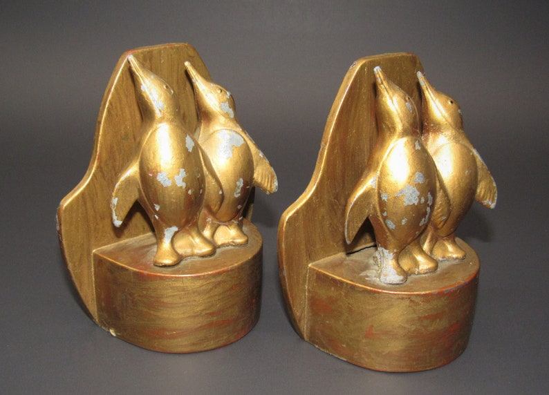 Rare Art Deco NUART CREATIONS Penguin Bookends Signed C.1920-30's ...