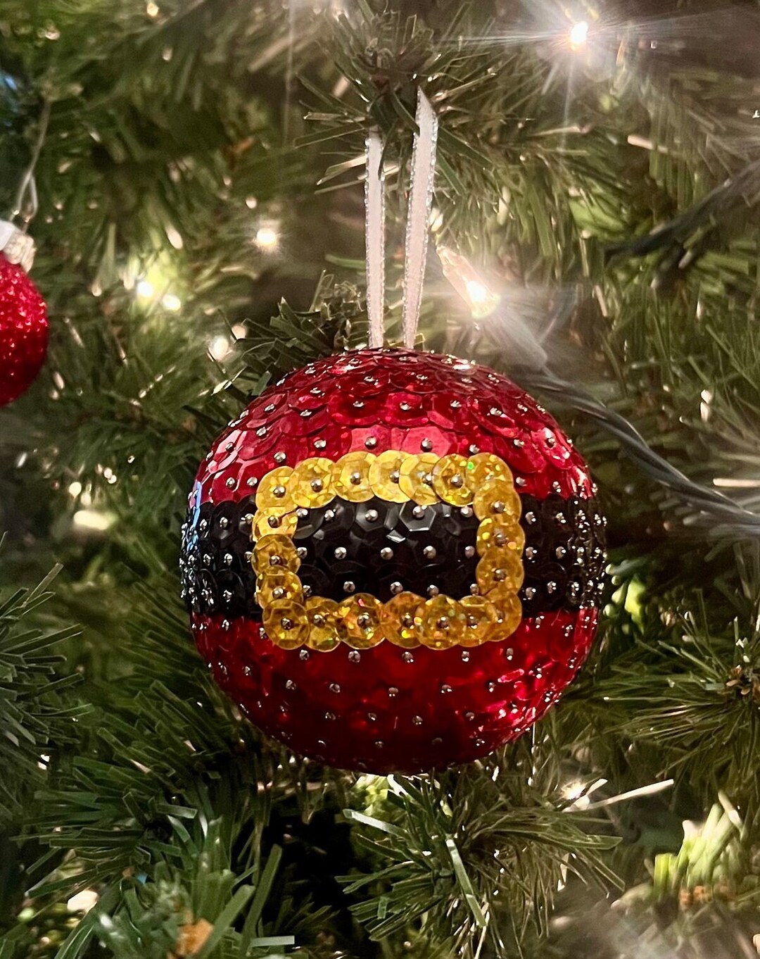 Sequin Santa Belt Christmas Ornament (available in 3") - Etsy