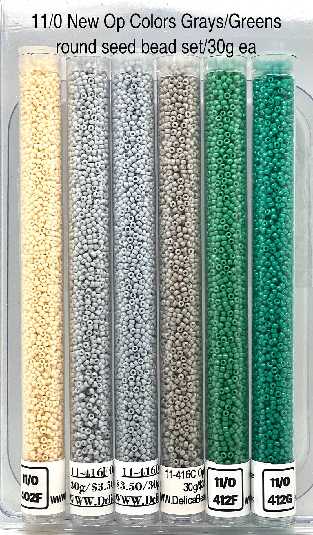 11/0 New Op Grays/greens Round Seed Bead Set/30g Ea - Etsy