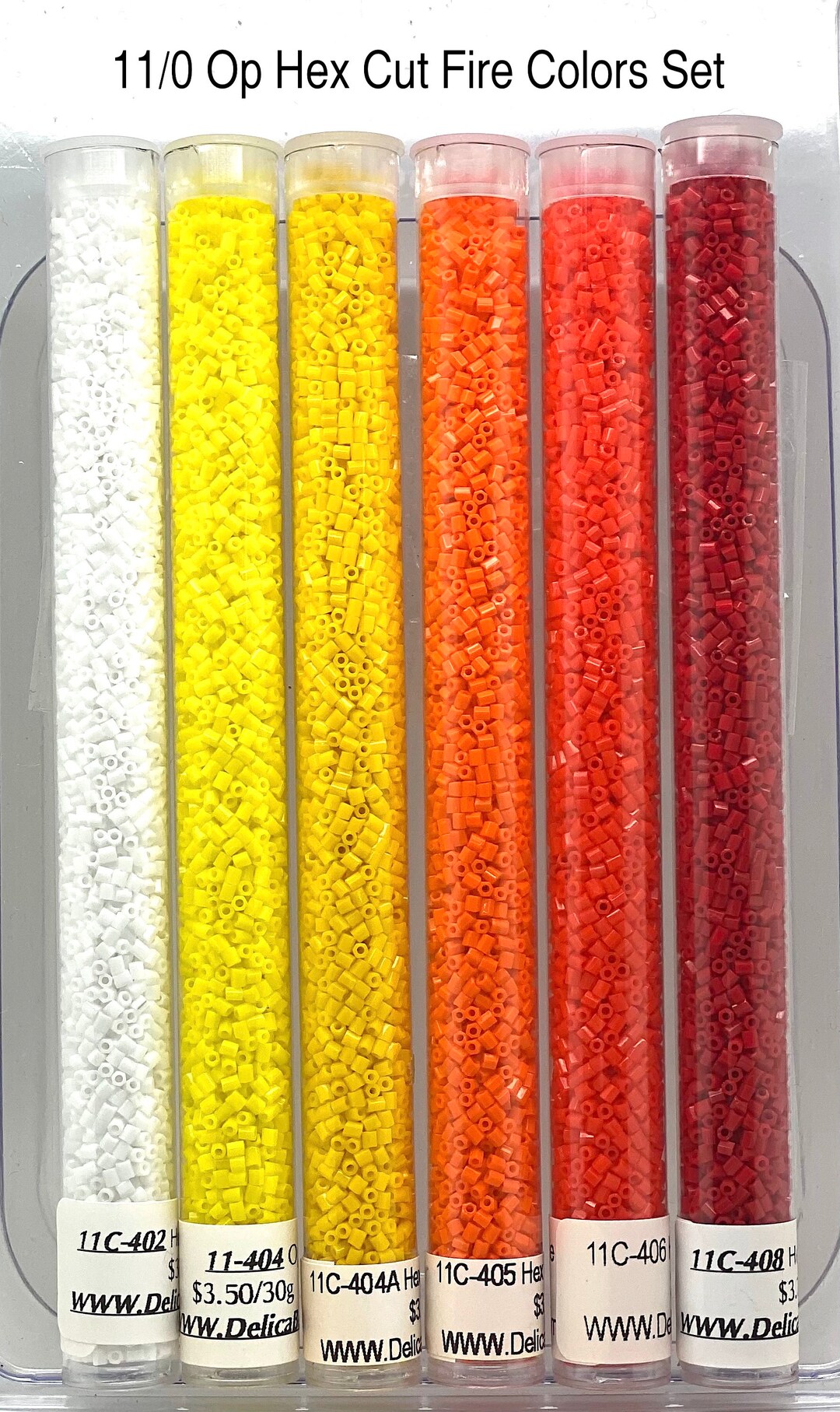 11/0 Hex Cut Op Fire Colors Round Seed Bead Set/30g Ea - Etsy