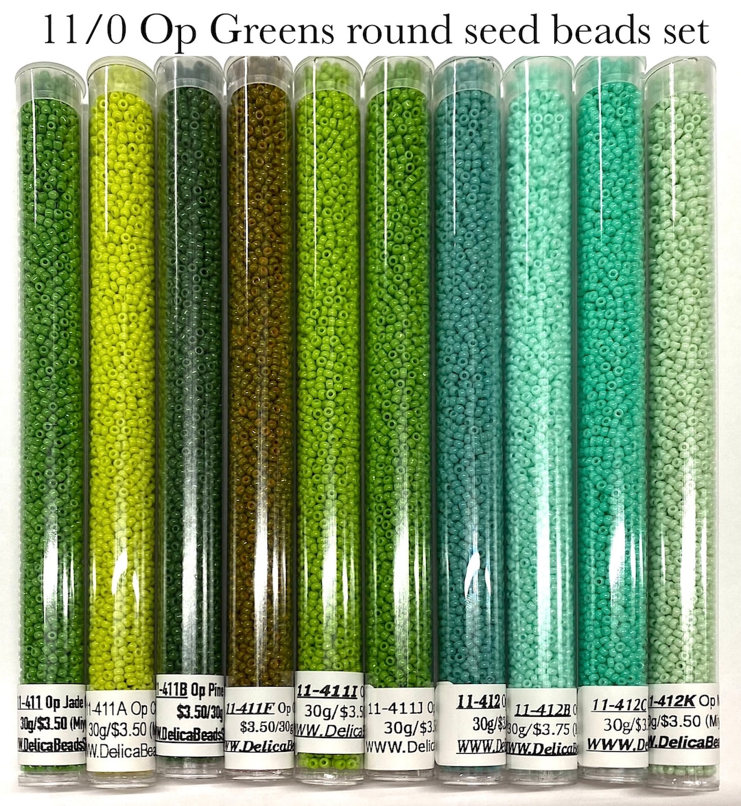 11/0 Op Greens Round Seed Beads Set/30g Ea Color - Etsy