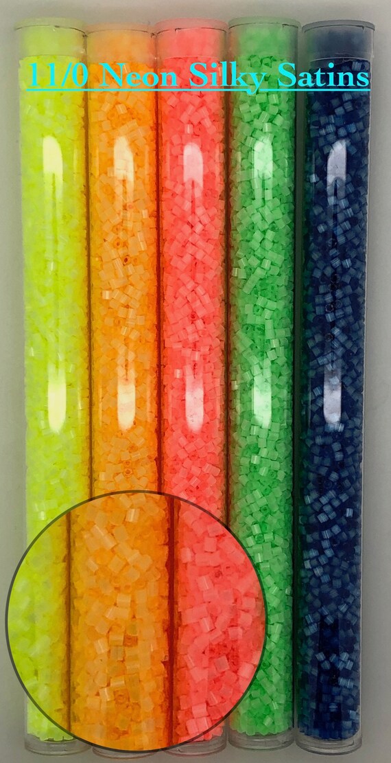 11/0 Silky Satin Neon Beads set 5 colors/26g packets | Etsy