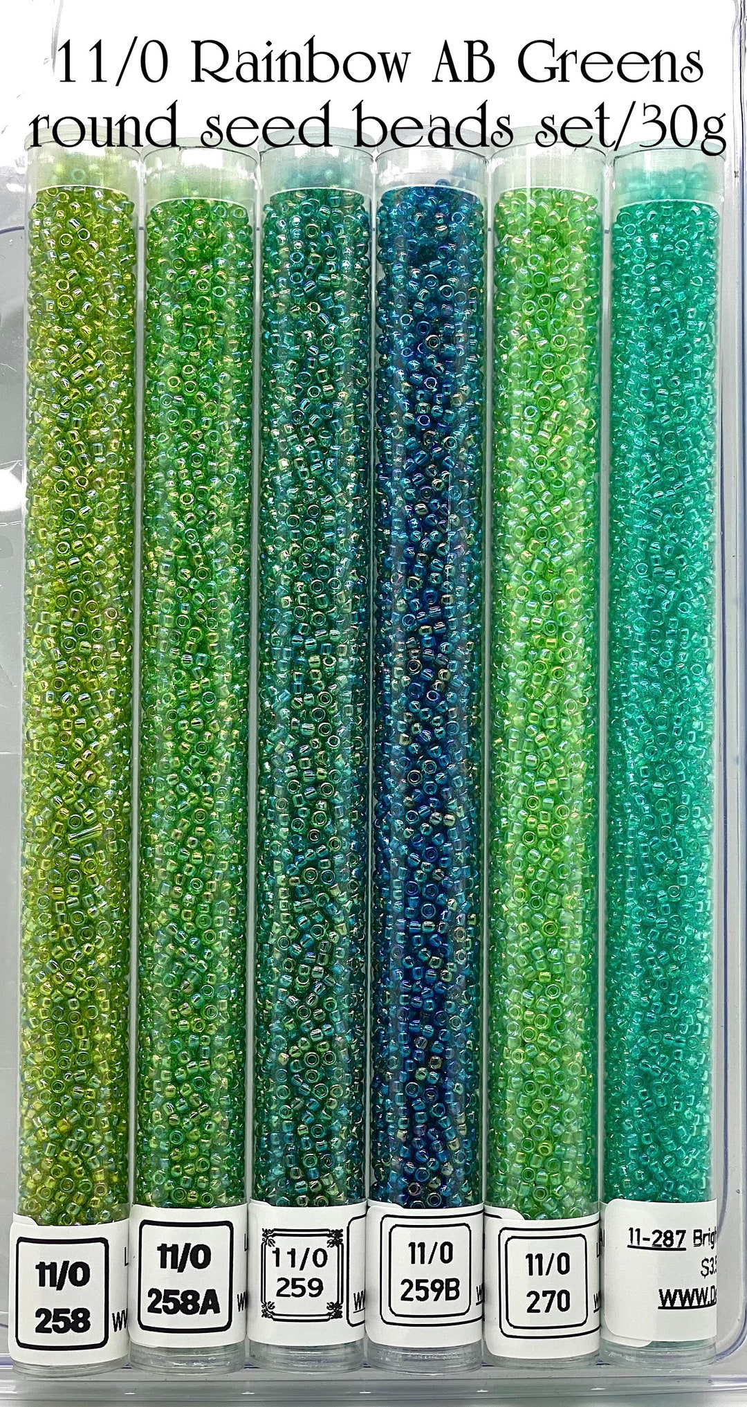 11/0 Rainbow AB Greens Round Seed Bead Set/30g Ea - Etsy